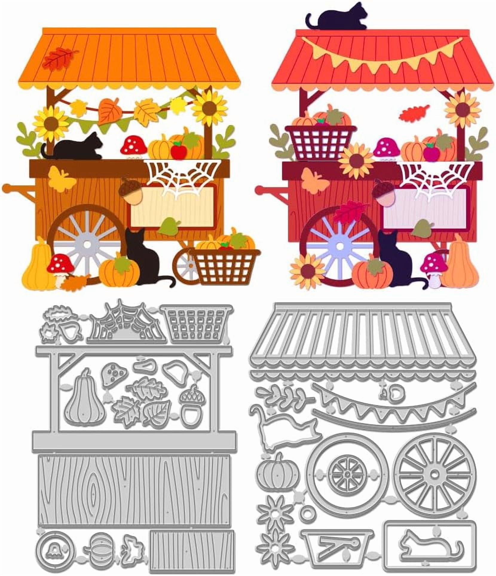 2PCS Autumn Pumpkin Carbon Steel Cut Stencils Metal Autumn Pumpkin ...