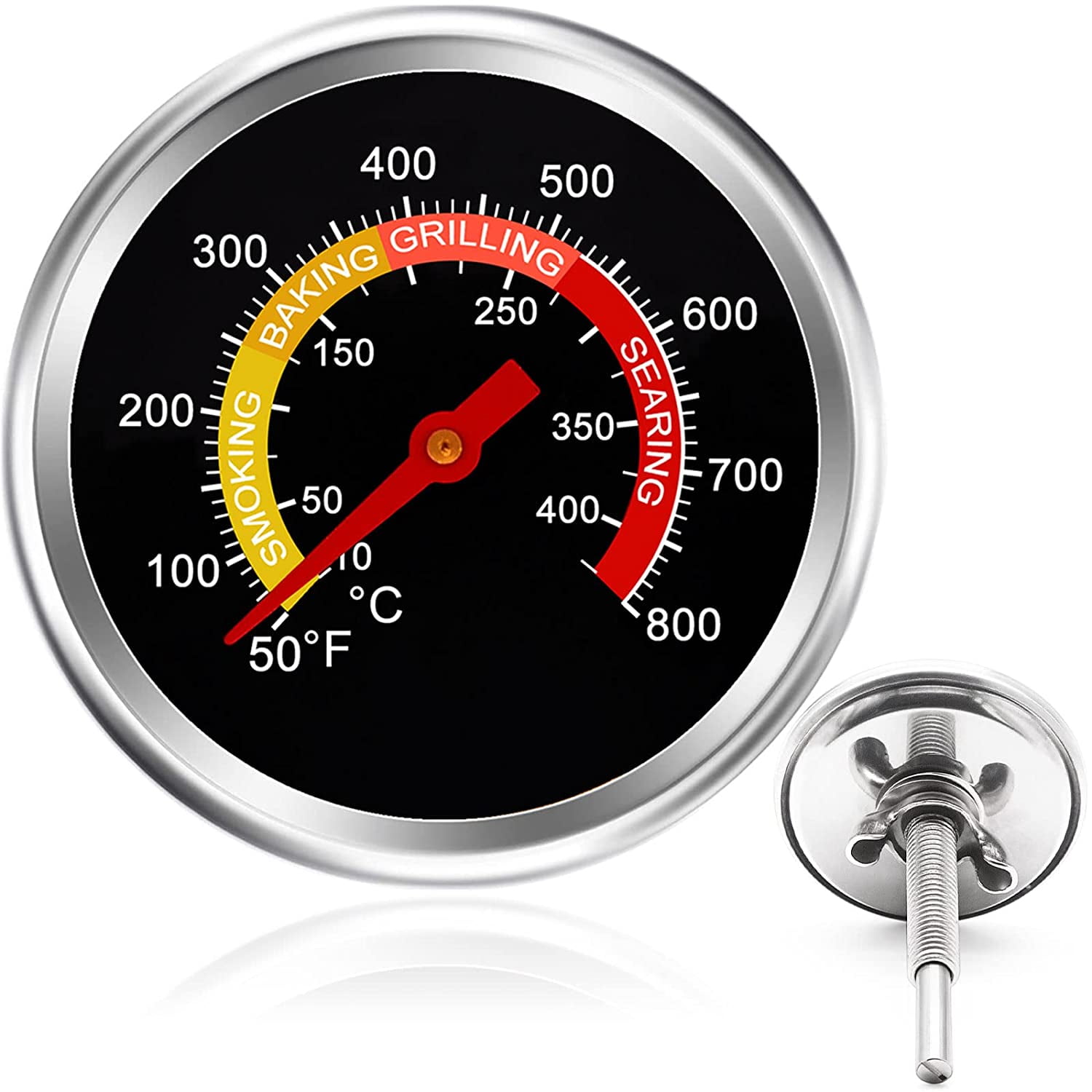 2PCS BBQ Charcoal Grill Smoker Temperature Gauge ， Pit Barbecue ...