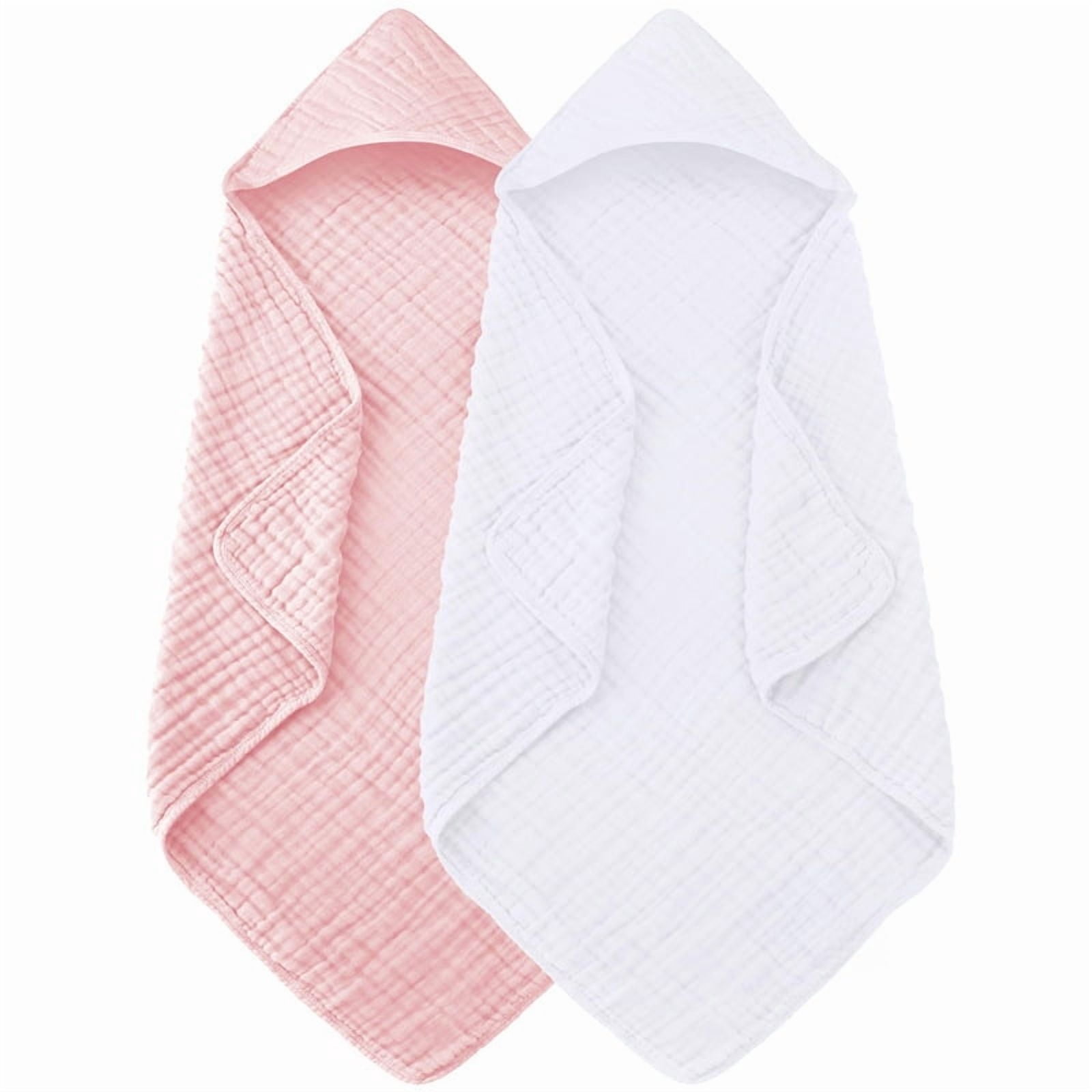 2PCS Baby Hooded Bath Towel Newborn Set 100% Organic Cotton Gauze Baby ...