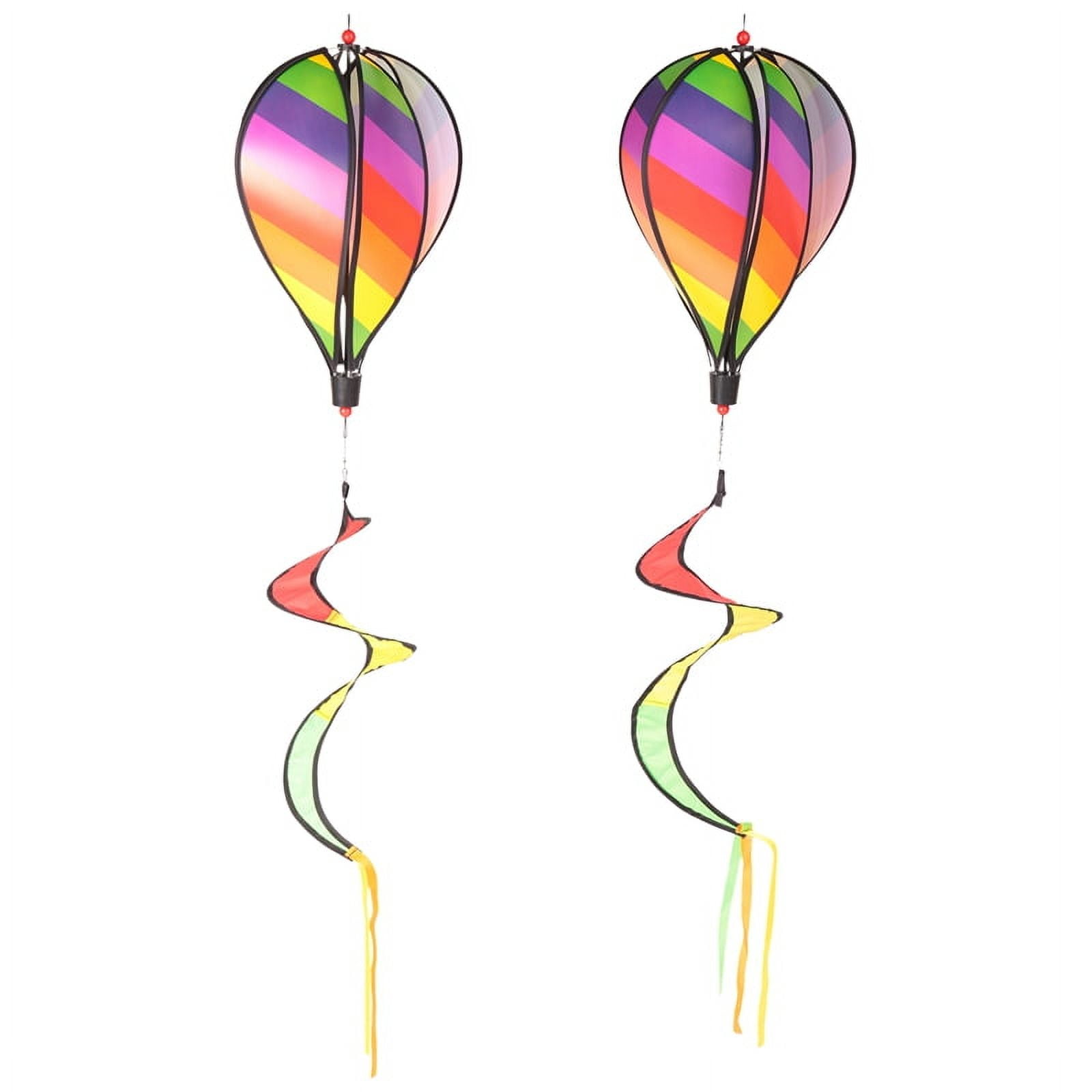 2PCS Balloon Wind Spinner Striped Windsock Yard Decor Spiral Windmill ...