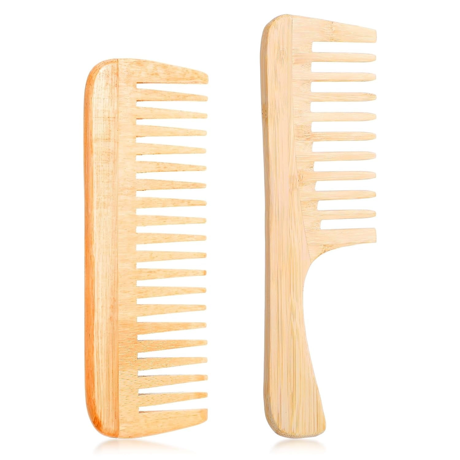 2PCS Bamboo Wide Tooth Comb, Natural Bamboo Comb Set, Small Hair ...