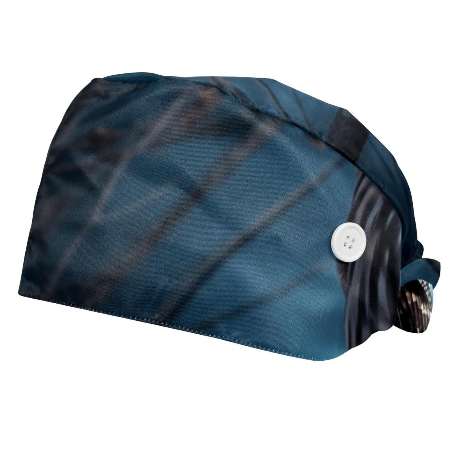 2PCS Barred Owl Sits Motionless in the Blue Moonlight Working Caps with ...