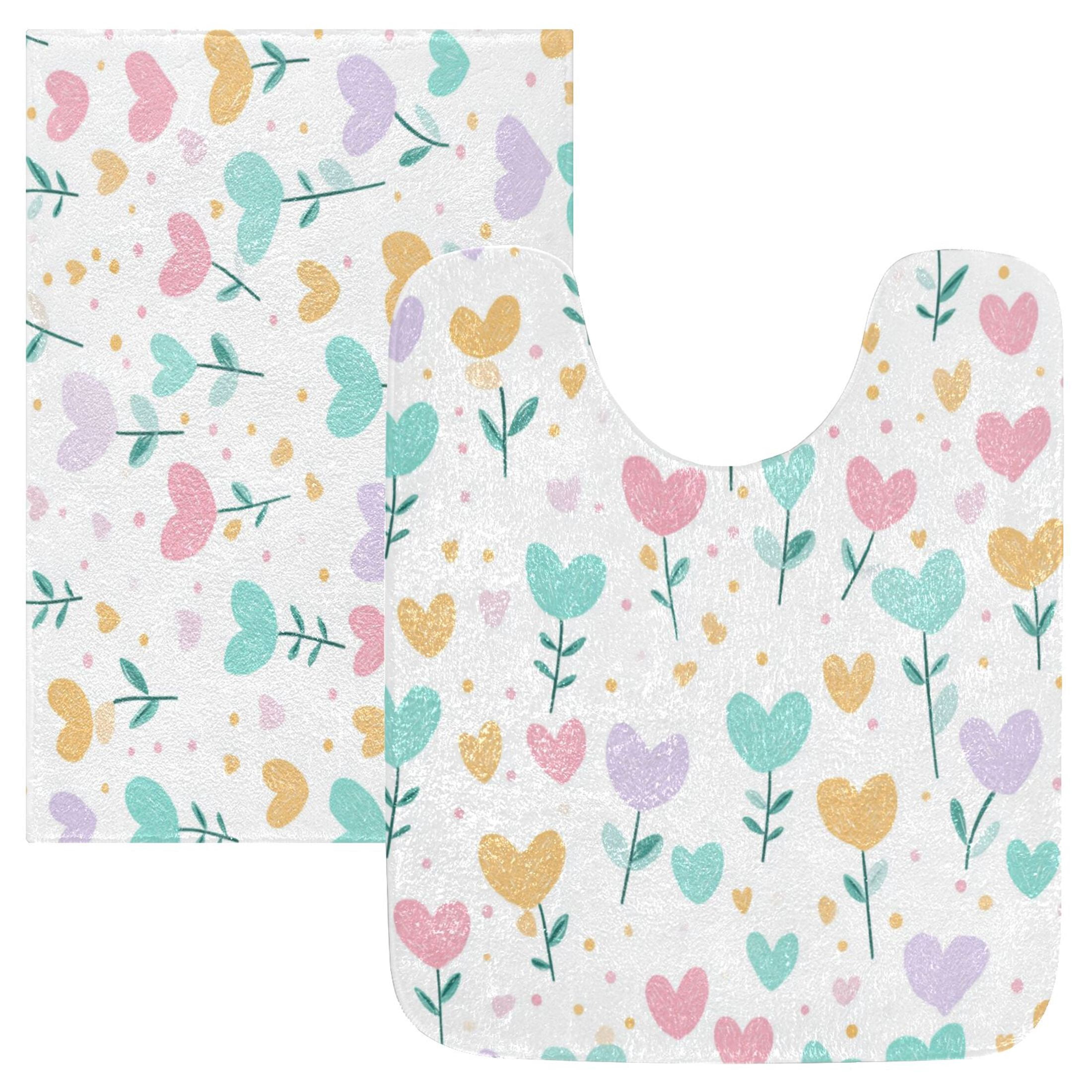 2PCS Bathroom Rug Set Non Slip Absorbent U-Shaped Toilet Mat ...