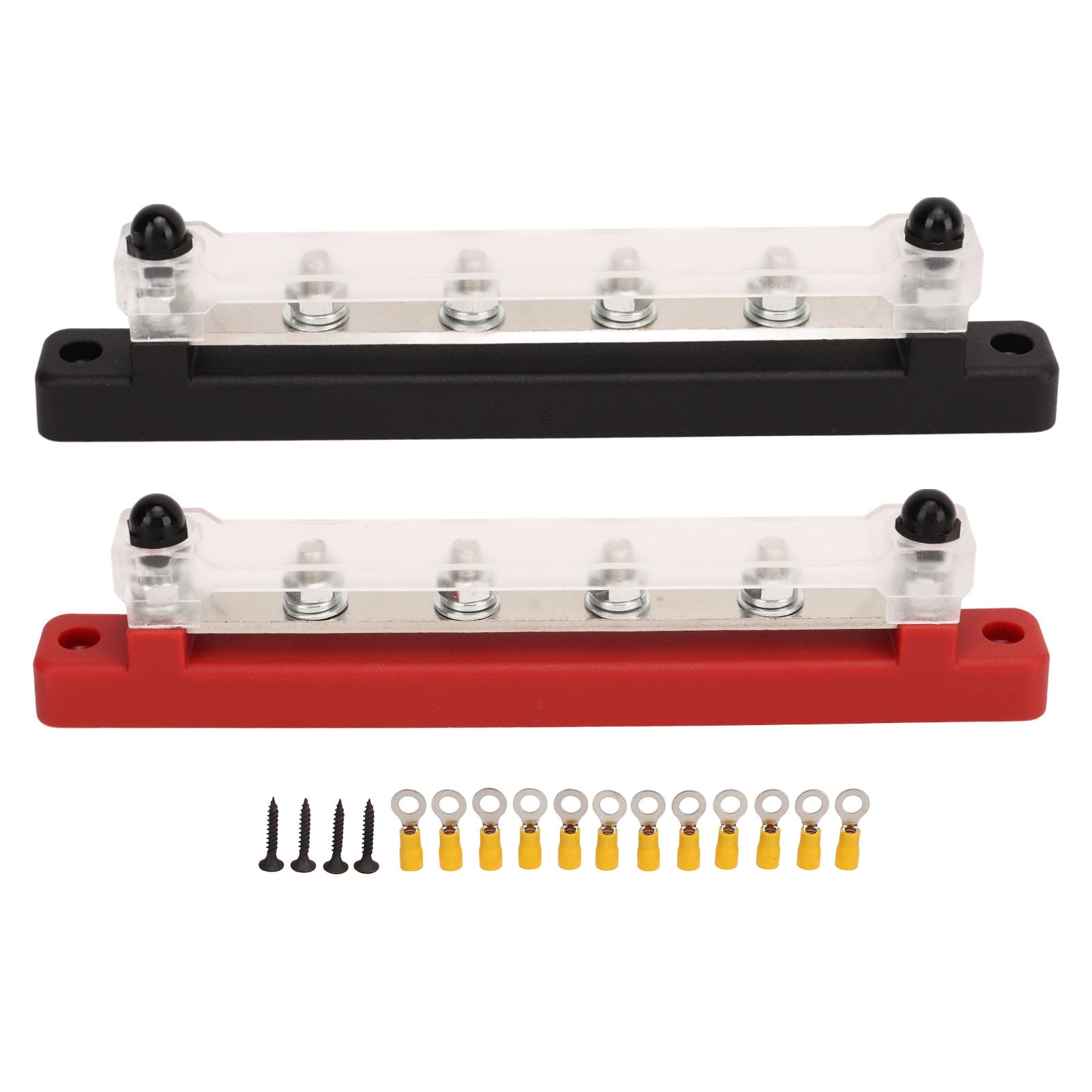 2PCS Battery Bus Bar,Black Red DC12V to 48V 150A M6 Terminal 6 Stud for ...