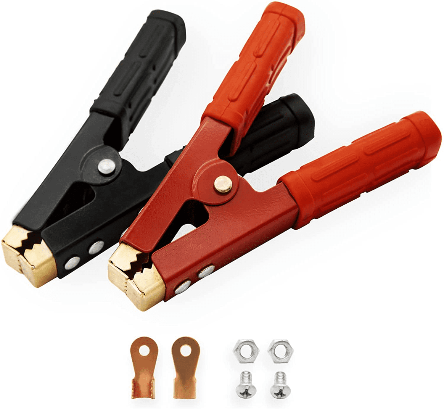2PCS Battery Jumper Cable Clamps, Heavy Duty Pure Copper Alligator ...