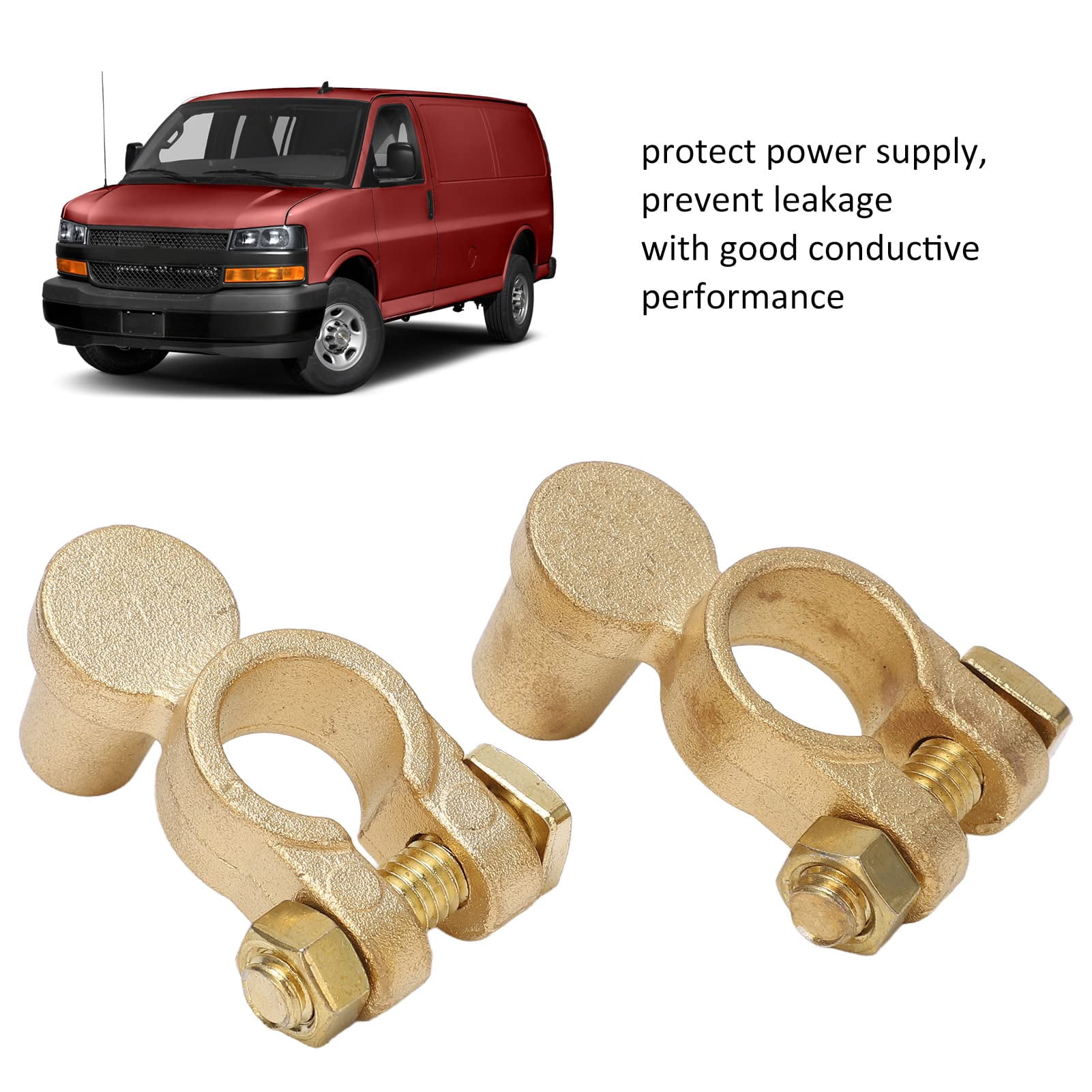 2PCS Battery Terminal Connector, Connectors Brass Negative Positive Car ...
