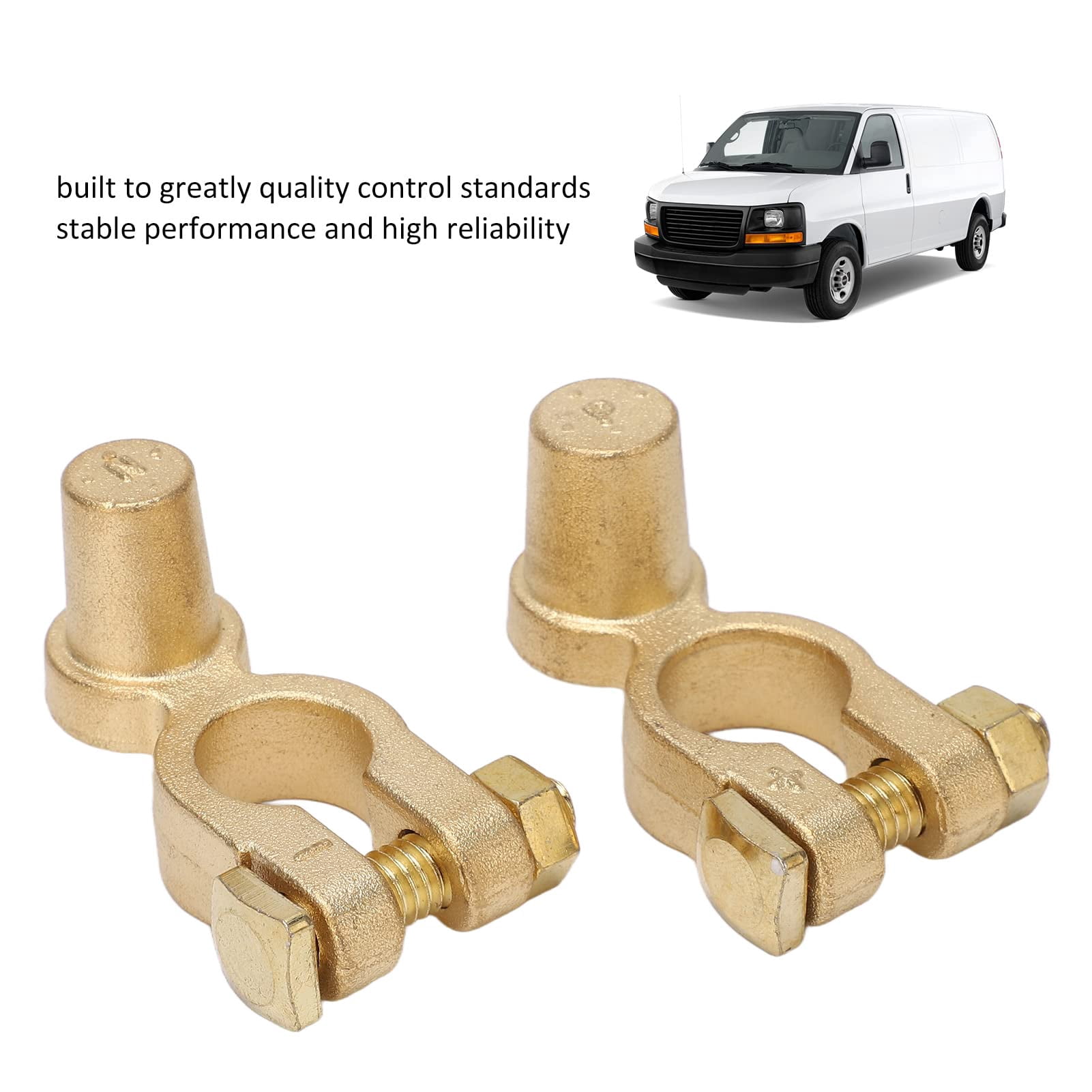 2PCS Battery Terminal Connector, Connectors Brass Negative Positive Car ...