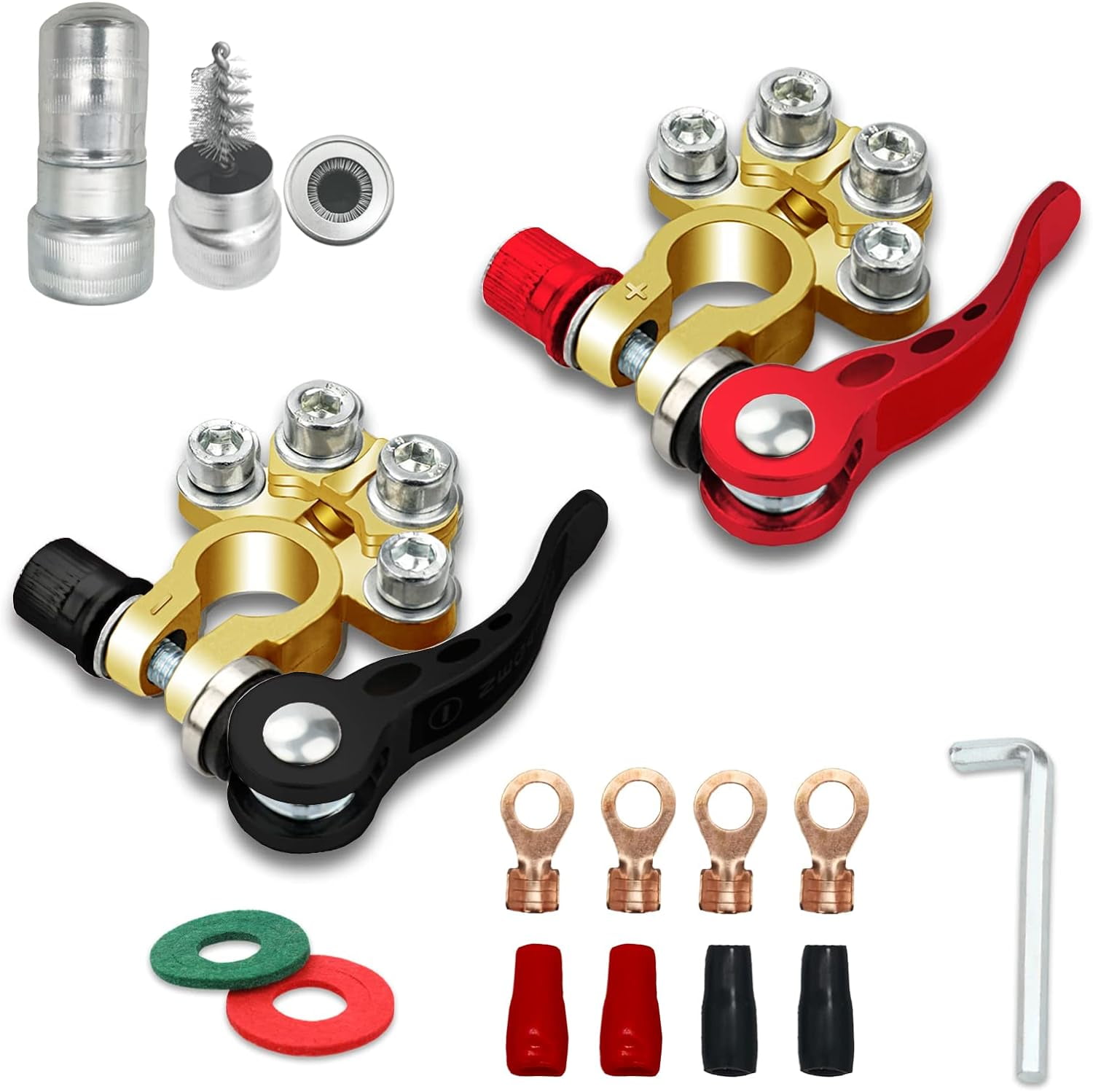 2PCS Battery Terminal Connectors, 4 Way Quick Release Disconnect ...