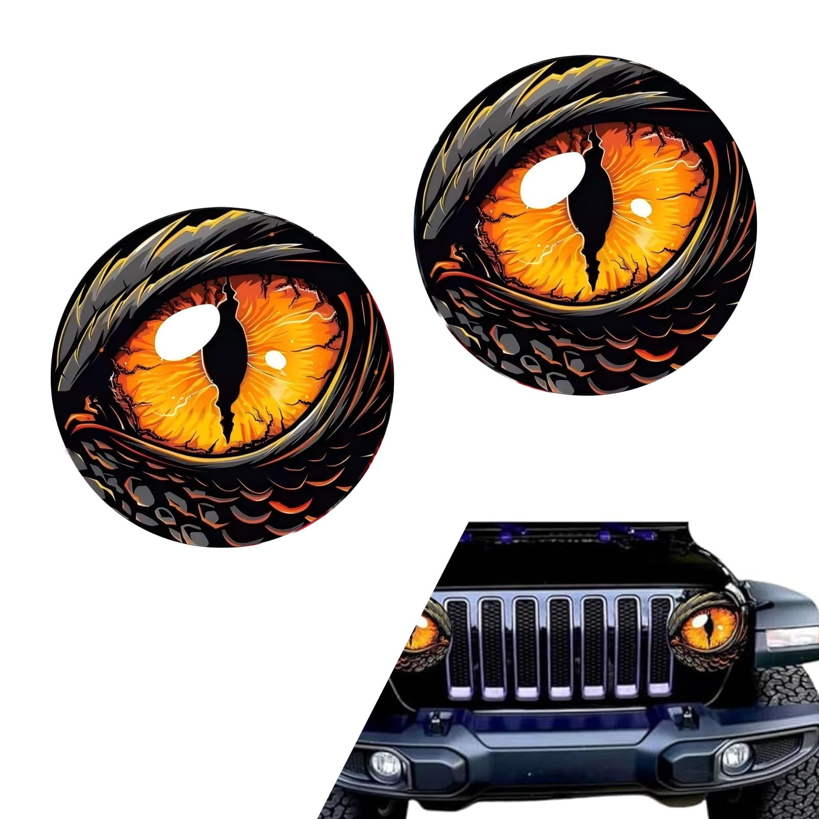 2PCS Beast Eyes Decals, 3D Stereo Eyes Light Stickers, Round Eyes Light ...