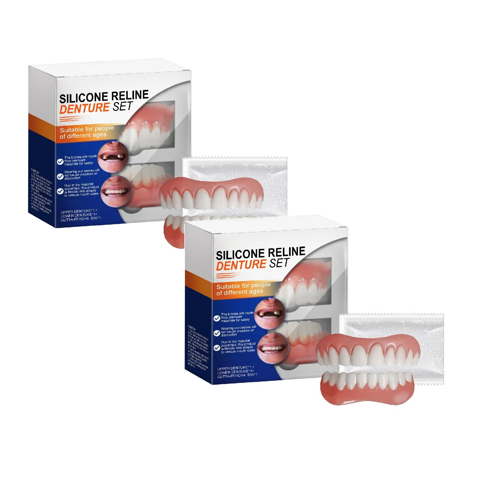 2PCS Silicone Reline Denture Set, Denture Silicone Reline Kit for ...