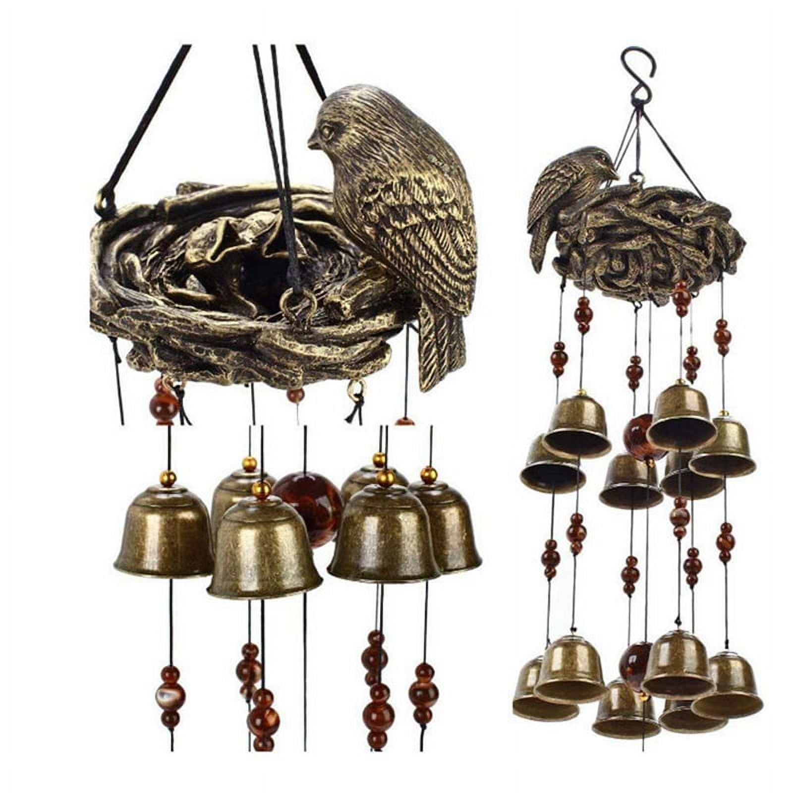 2PCS Bird Nest Wind Chimes, Wind Chime with 12 Pieces Bronze Bells for ...