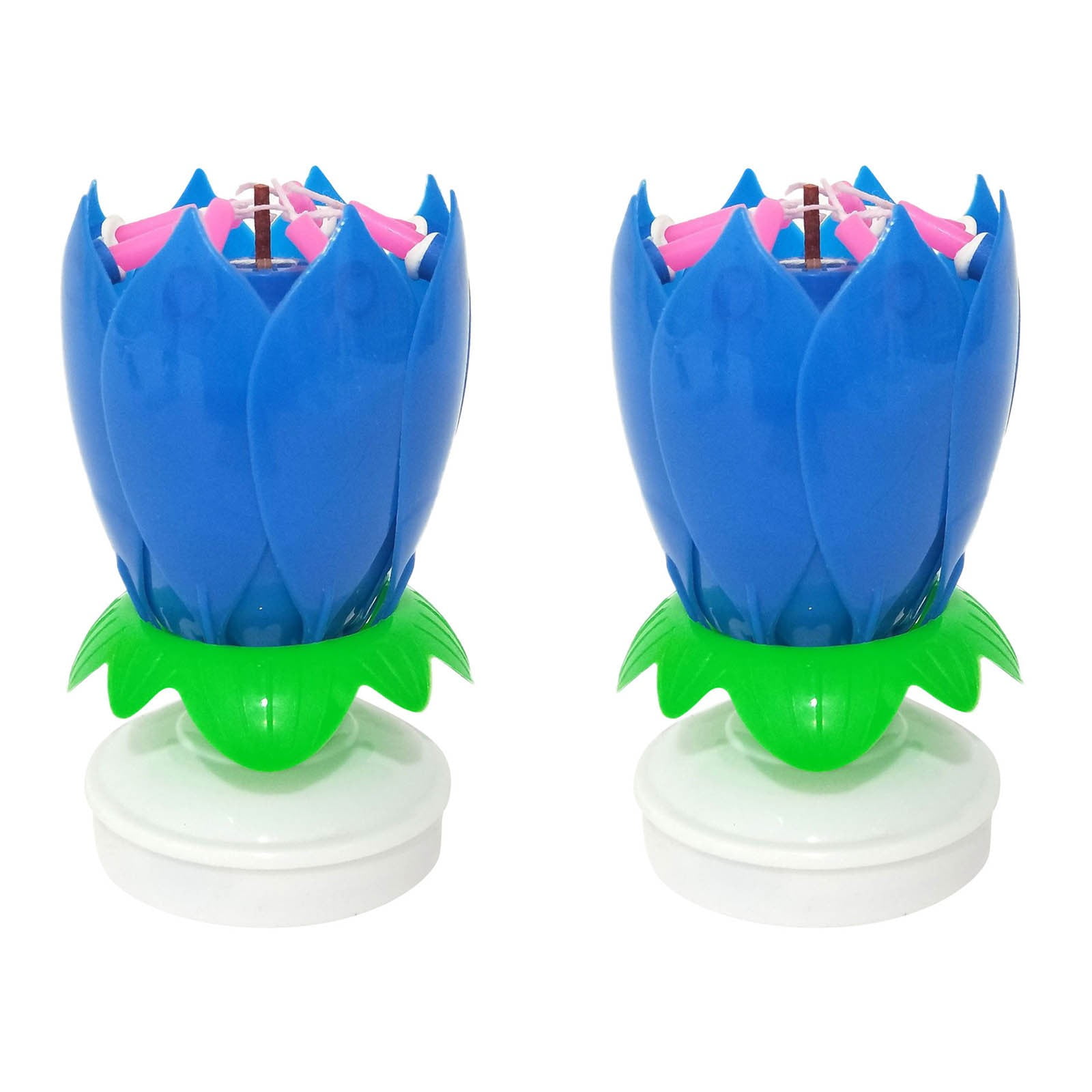 2PCS Birthday Candles Musical Rotating Lotus Design Candle for Cake ...