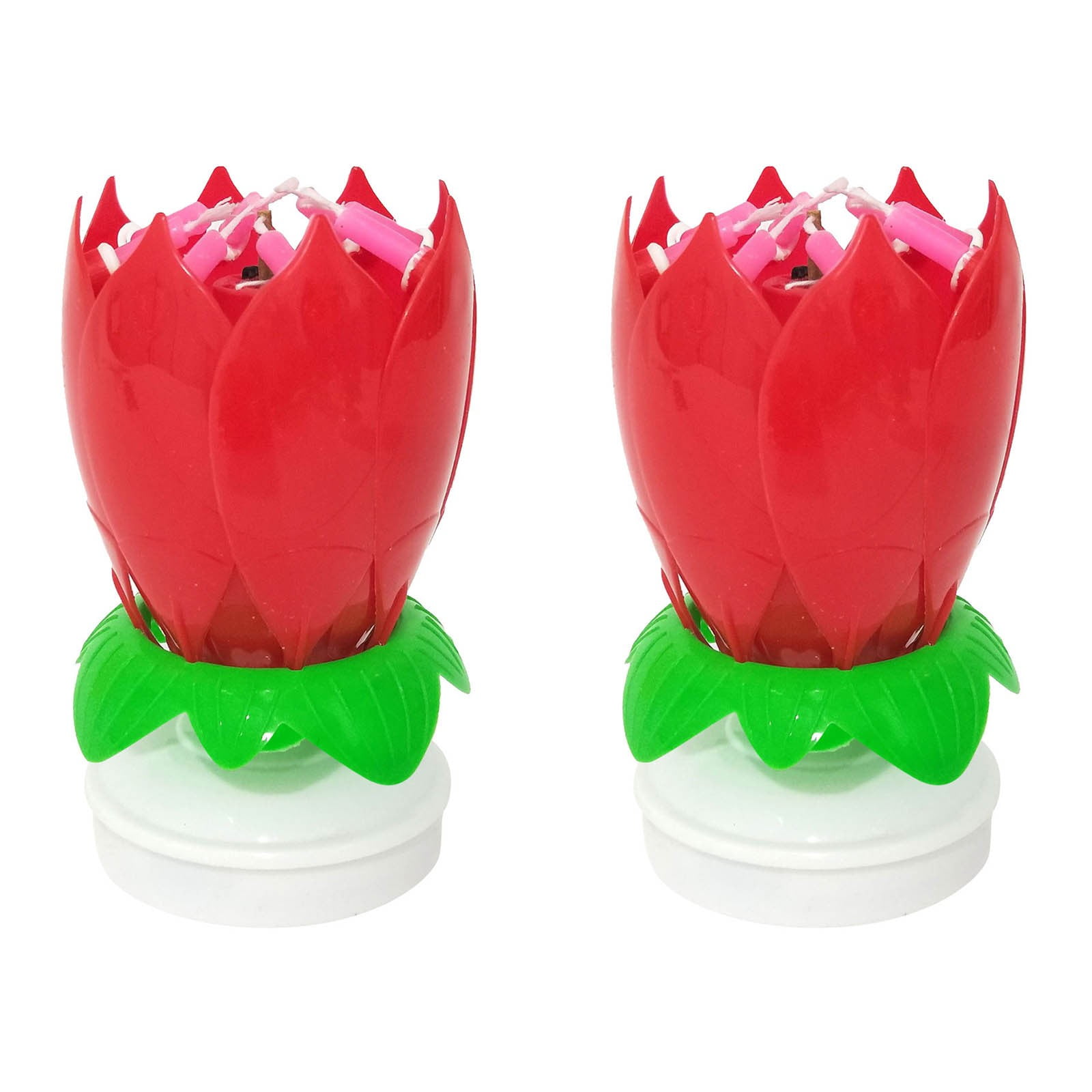 2PCS Birthday Candles Musical Rotating Lotus Design Candle for Cake ...