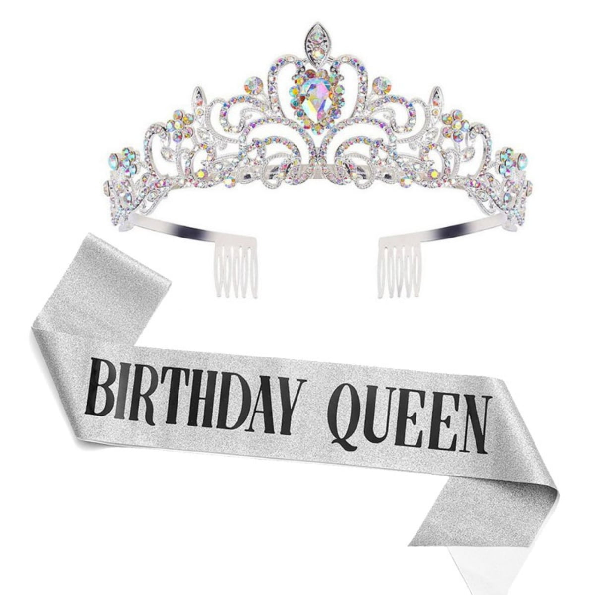 2PCS Birthday Queen Tiaras Crown Set for Women,Girls Princess Crowns ...