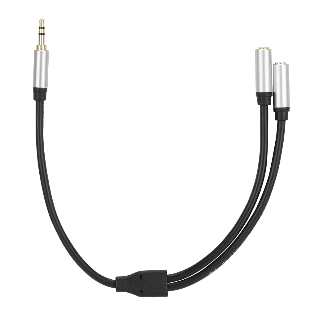 2PCS Black 1 Male to 2 Female Y Splitter Stereo Extension Audio Cable ...