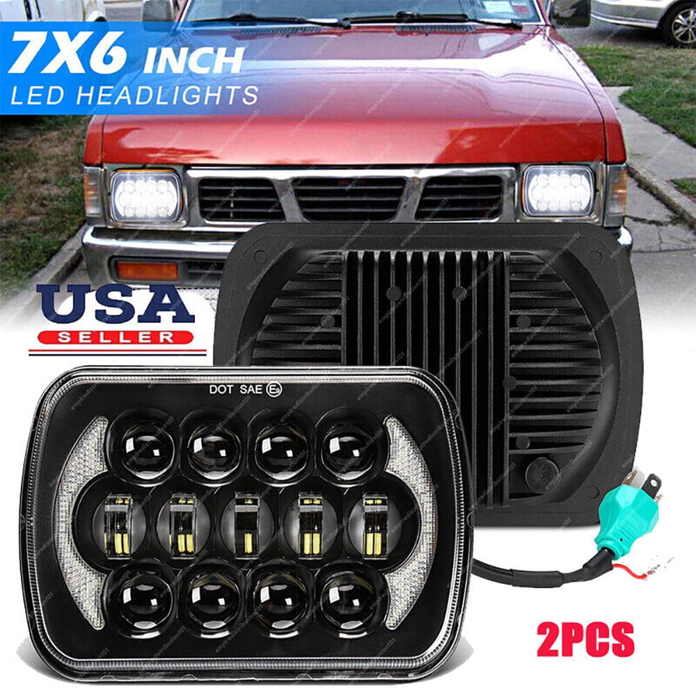 2PCS Black 5X7" 7x6" DOT LED Headlights Hi/Lo DRL for Nissan Toyota ...