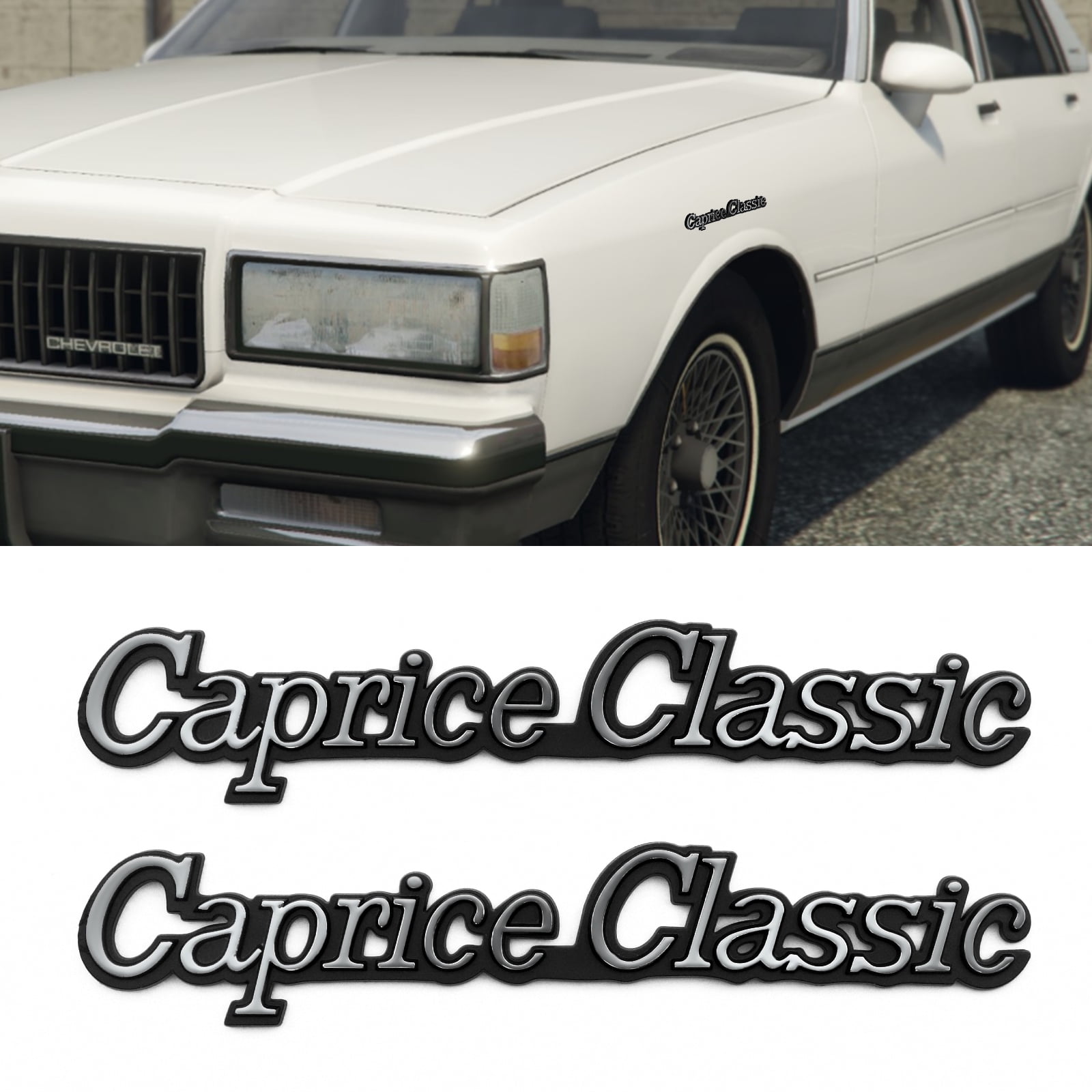 Caprice Classic 2PCS Black Chrome Badges, 1977-1984 Car Front Fender ...