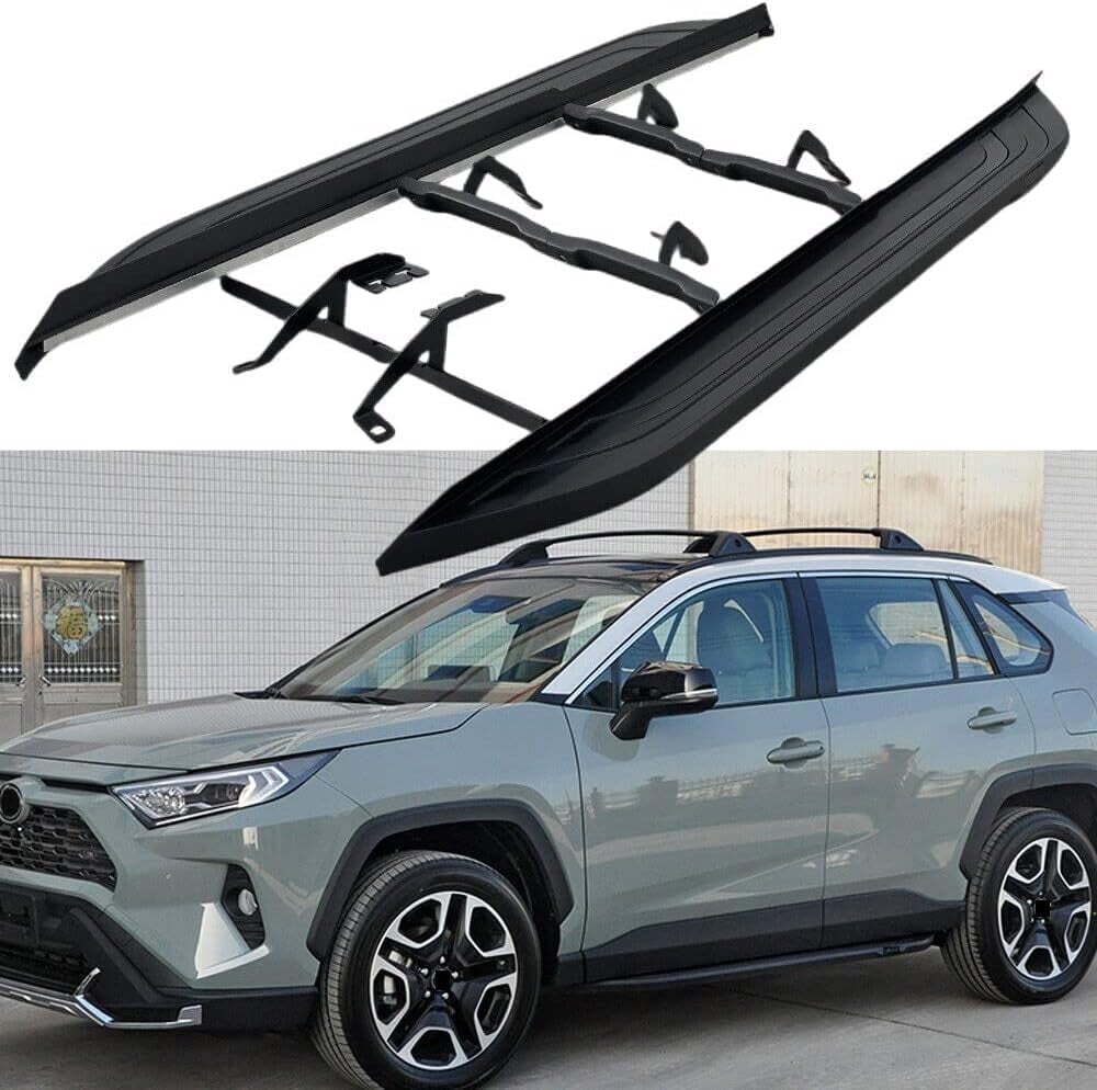 2PCS Black Fixed Running Boards Fits for Toyota RAV4 2019 2020 2021 ...
