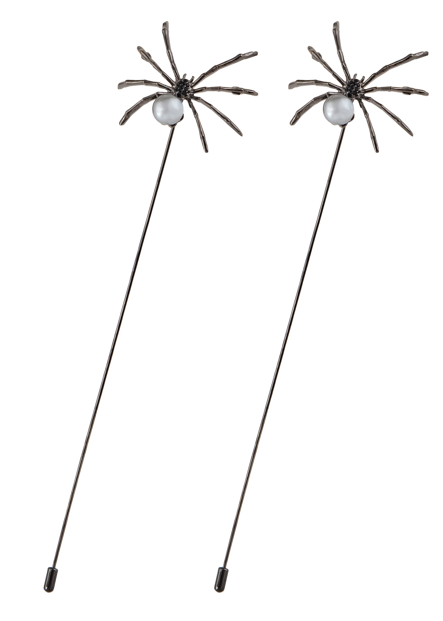 2PCS Black Halloween Spider Pearl Jewelry Hat Pin Lapel Stick Pin ...