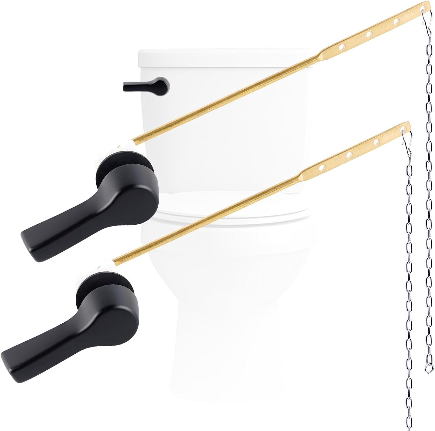 2PCS Black Metal Toilet Handle Lever Flush Replacement, Universal Front ...
