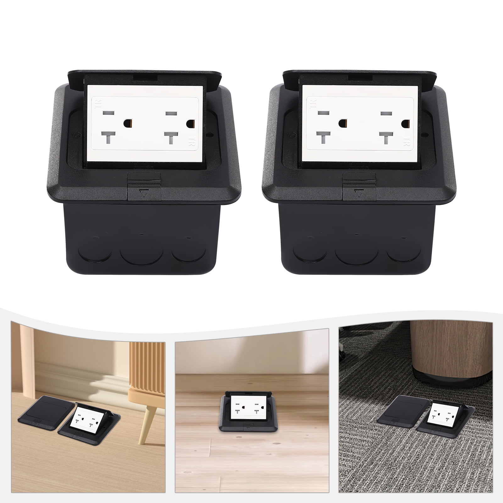 2PCS Black Pop-Up Floor Sockets Hidden Sockets for Study Rooms, Offices ...