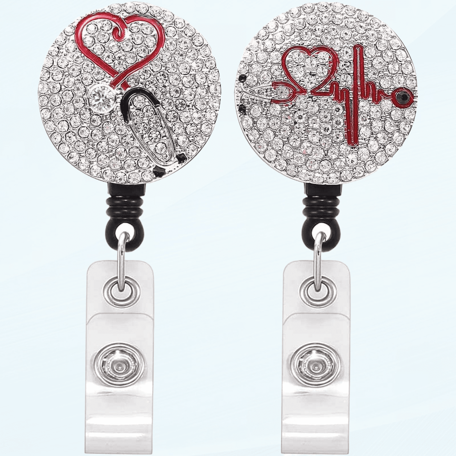 2PCS Bling Badge Reels Retractable with Alligator Clip,RN Badge Card ...