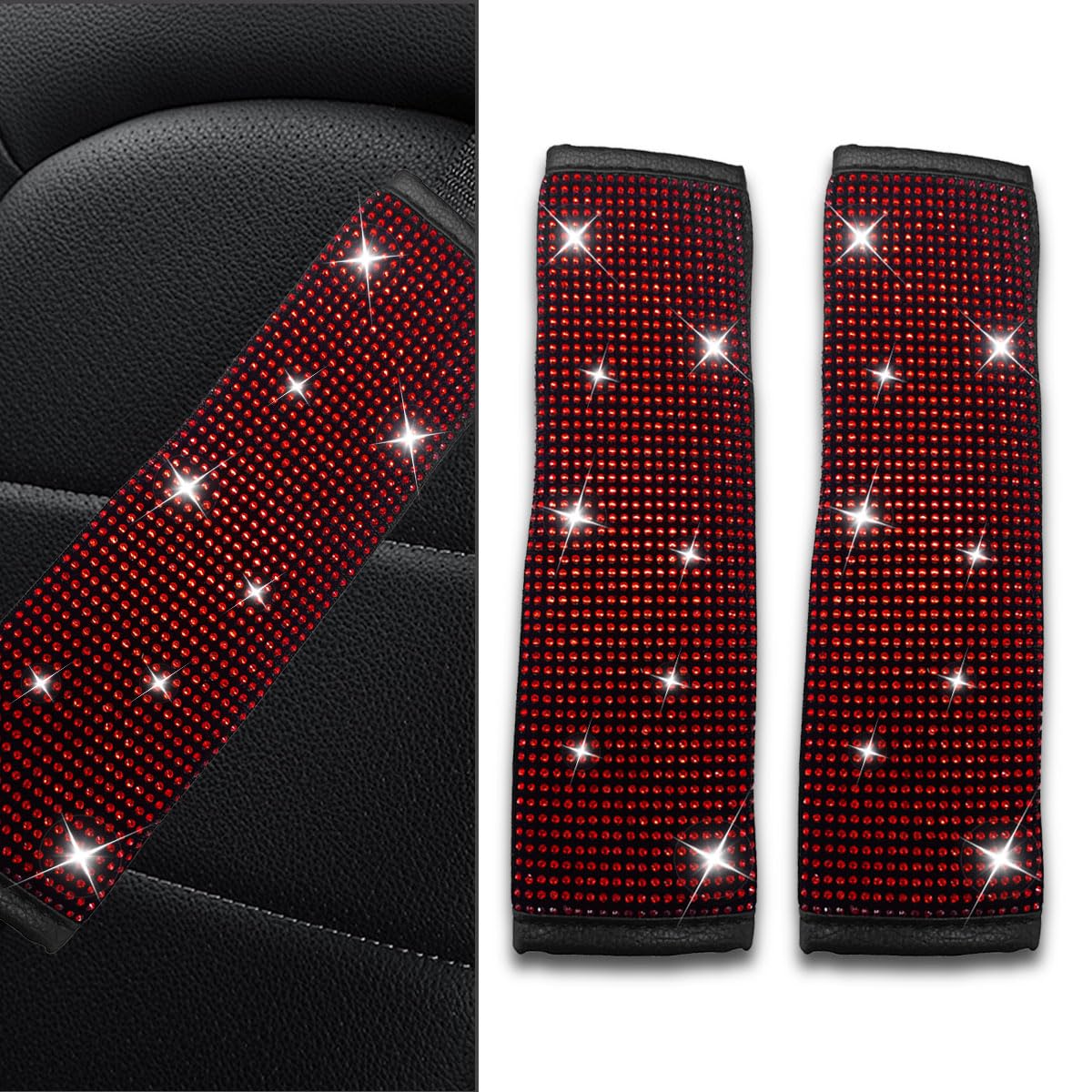 2PCS Bling Car Seat Belt Covers, Rhinestone Car Seat Belt Shoulder Pads ...