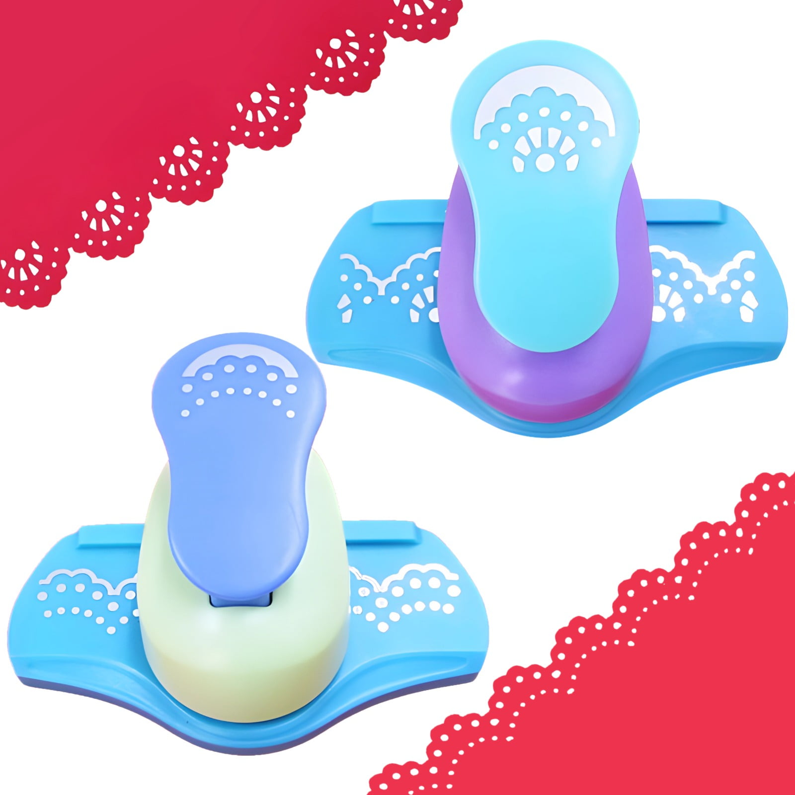 2PCS Border Paper Punches, Decorative Edge Craft Punch with Dotted Lace ...