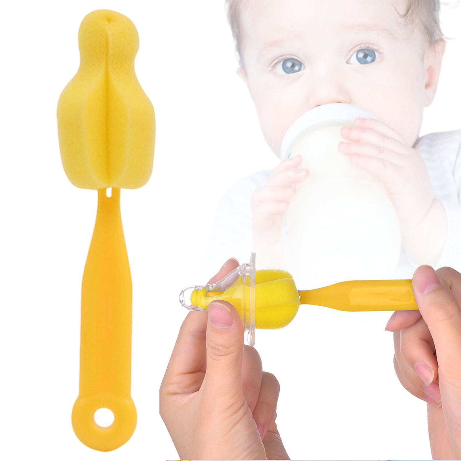 2PCS Bottle Brush Cleaner, Small Sponge Cleaning Brush, PP Scrubber for ...