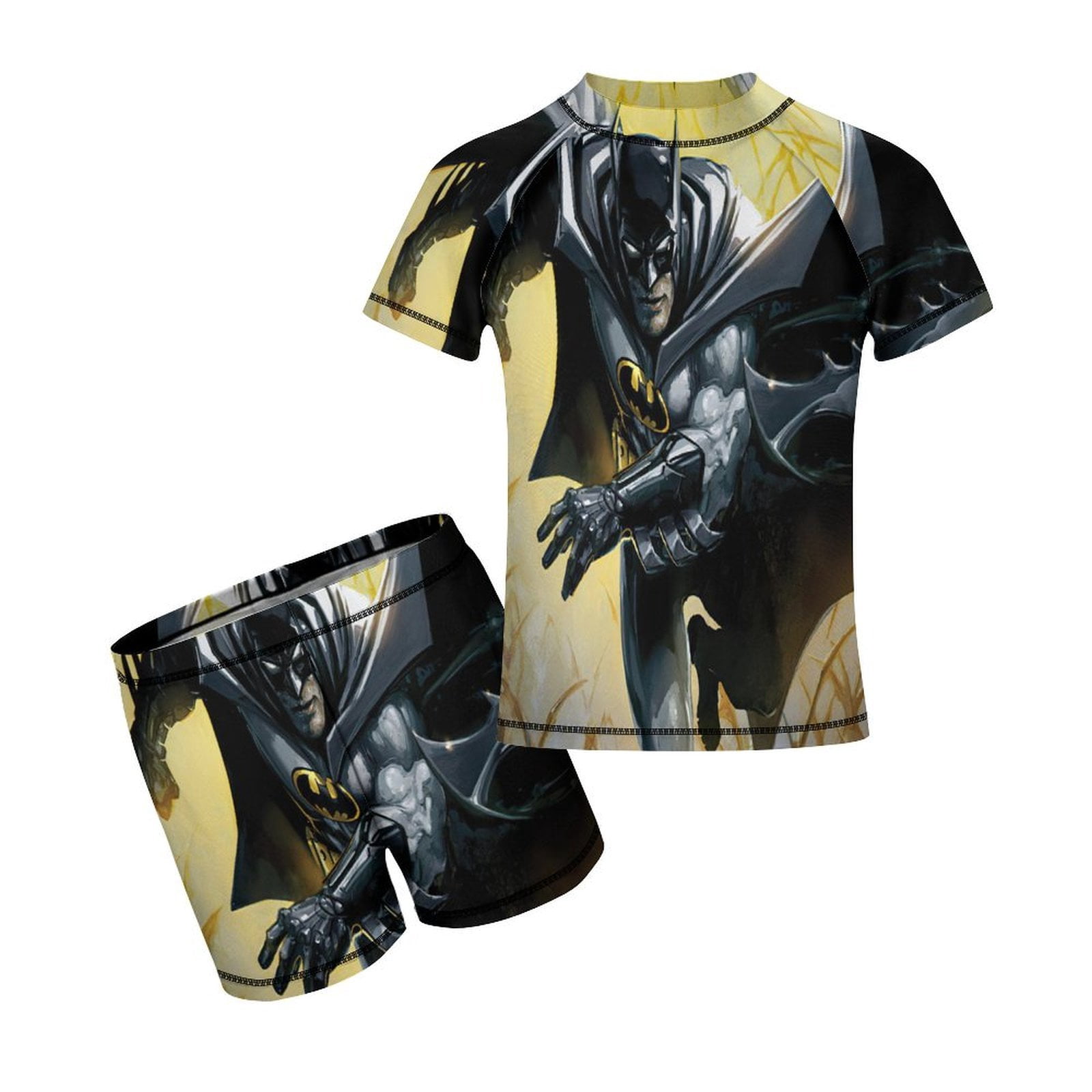 2PCS Boys Bat-,Menn Rash Guard Swimsuit Short Sleeve Swimwear Sets ...