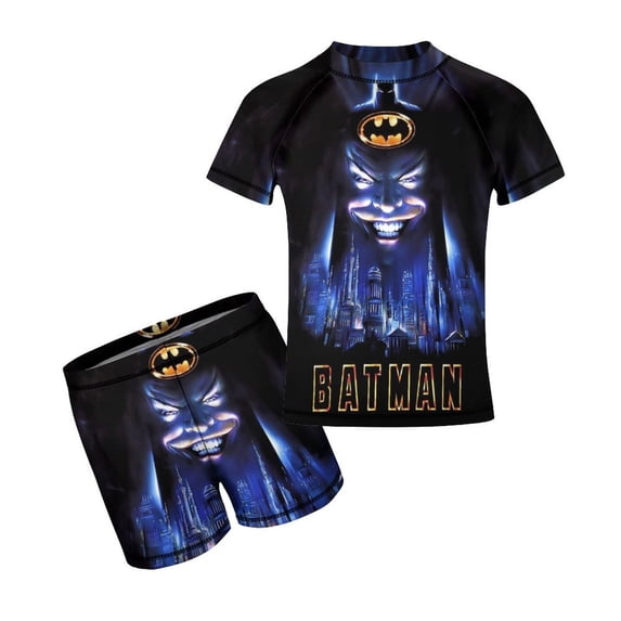 2PCS Boys Bat-,Menn Rash Guard Swimsuit Short Sleeve Swimwear Sets ...