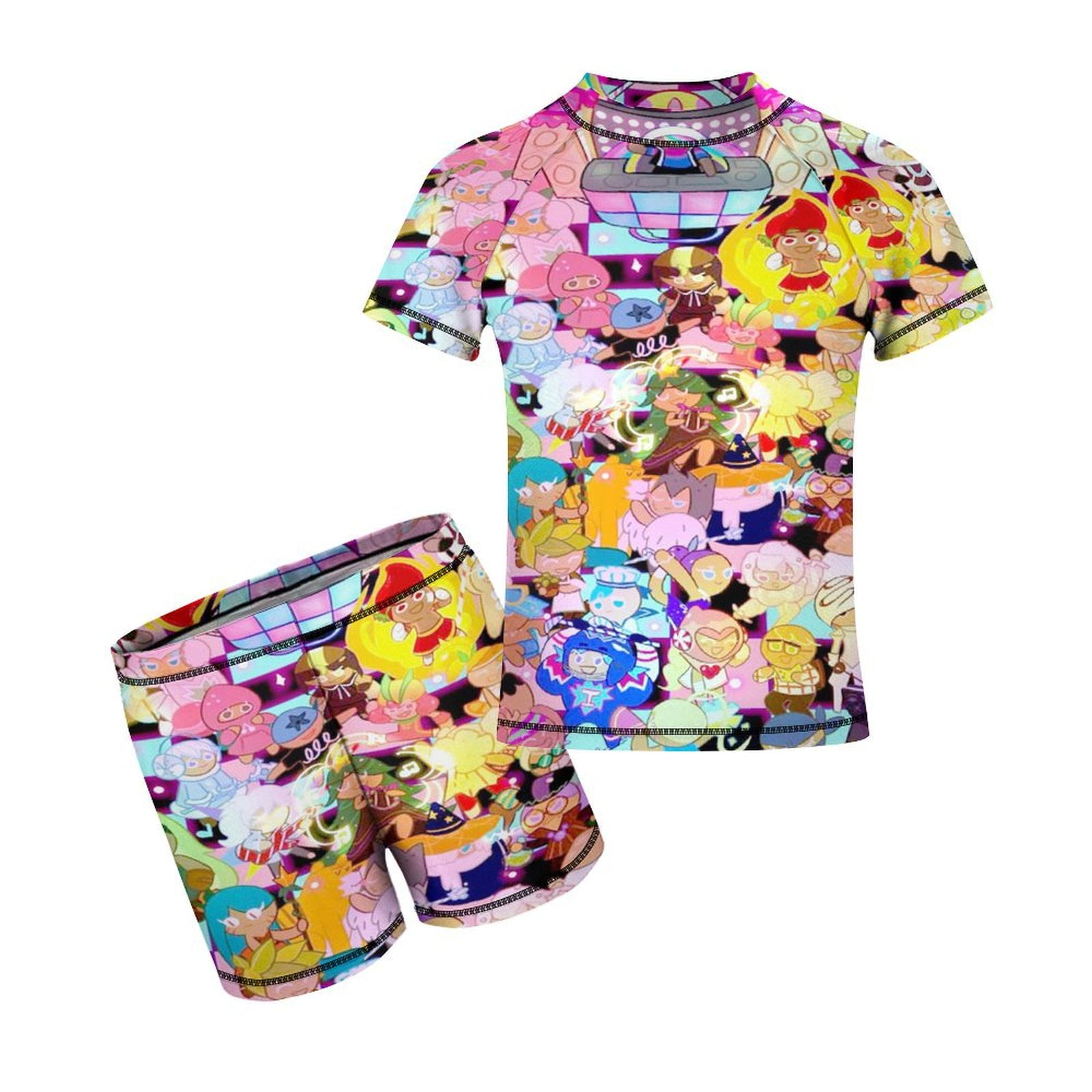 2PCS Boys Cookie Run Kingdom Rash Guard Swimsuit Short Sleeve Swimwear ...