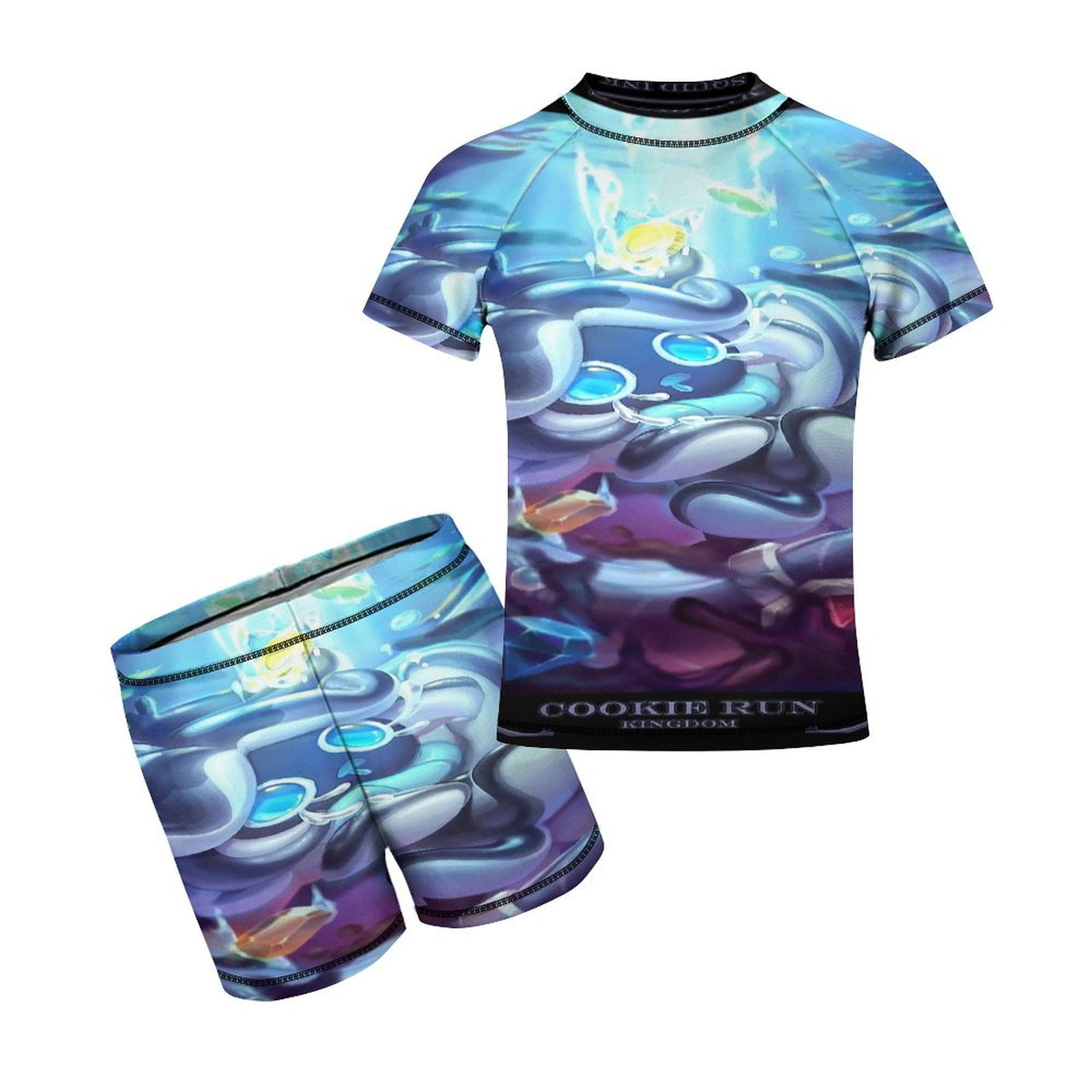 2PCS Boys Cookie Run Kingdom Rash Guard Swimsuit Short Sleeve Swimwear ...