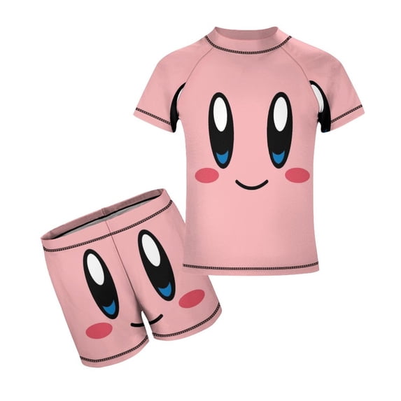 2PCS Boys Kir-,by0 Rash Guard Swimsuit Short Sleeve Swimwear Sets Beach ...