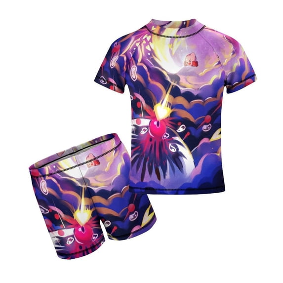 2PCS Boys Kir-,by0 Rash Guard Swimsuit Short Sleeve Swimwear Sets Beach ...