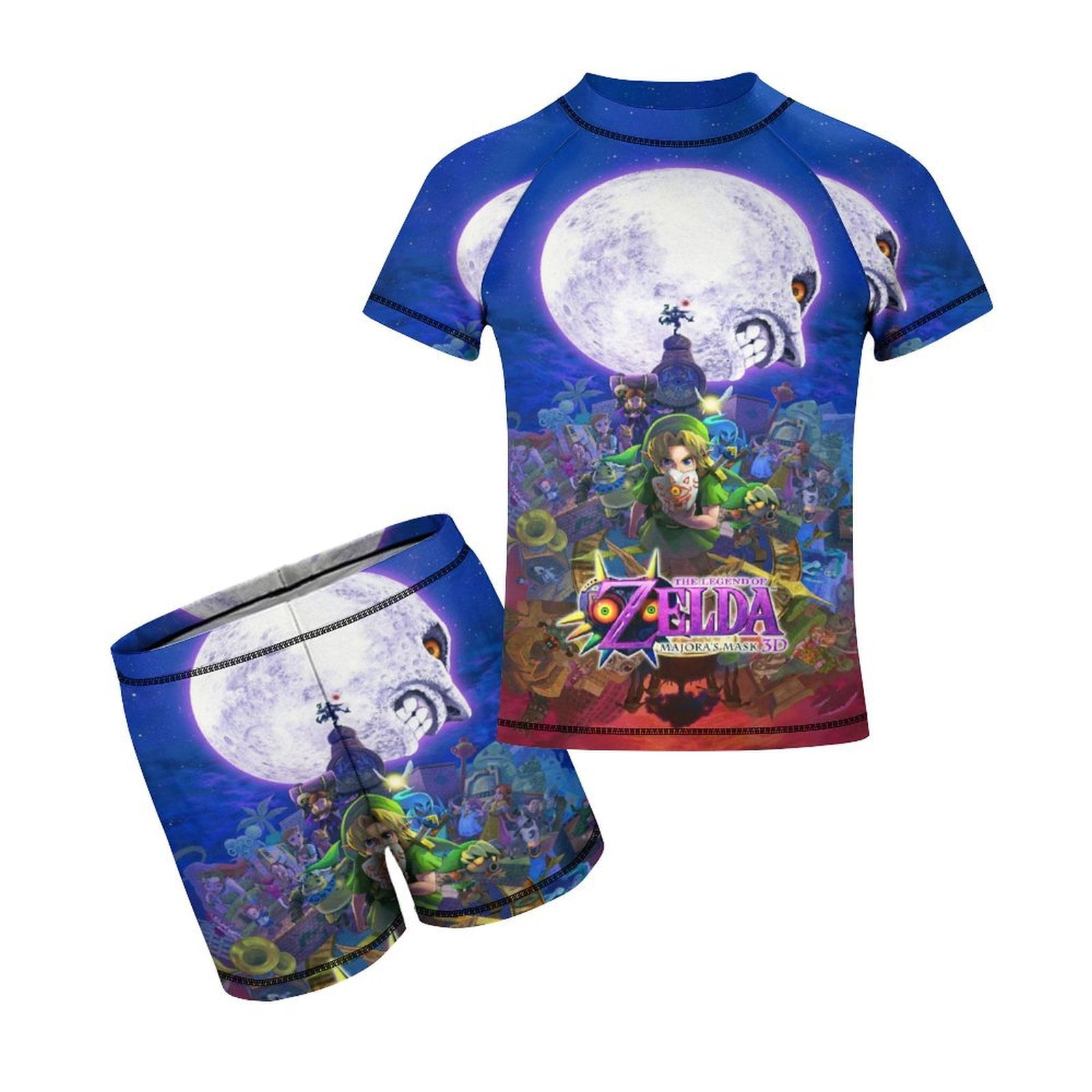 2PCS Boys Le-Gend 0f Zel-,Da0 Rash Guard Swimsuit Short Sleeve Swimwear ...
