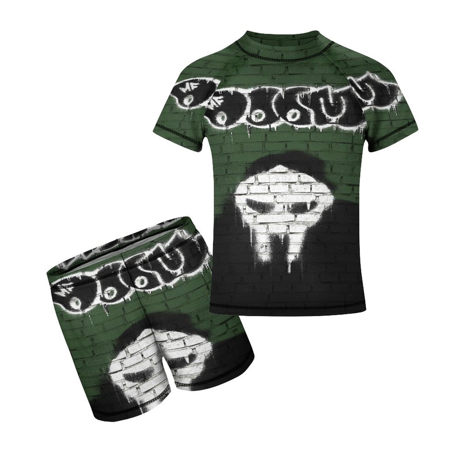 2PCS Boys Mf Doom Rash Guard Swimsuit Short Sleeve Swimwear Sets Beach ...