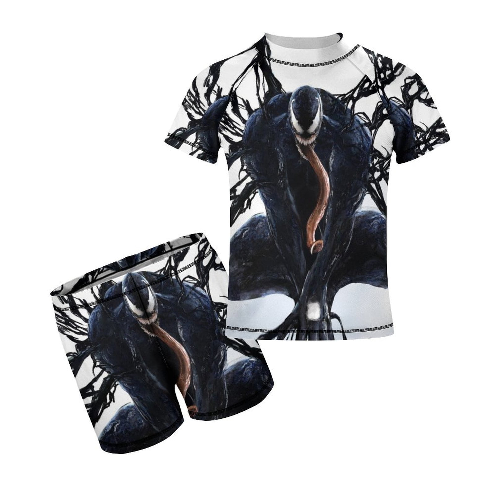 2PCS Boys Veno-m Rash Guard Swimsuit Short Sleeve Swimwear Sets Beach ...