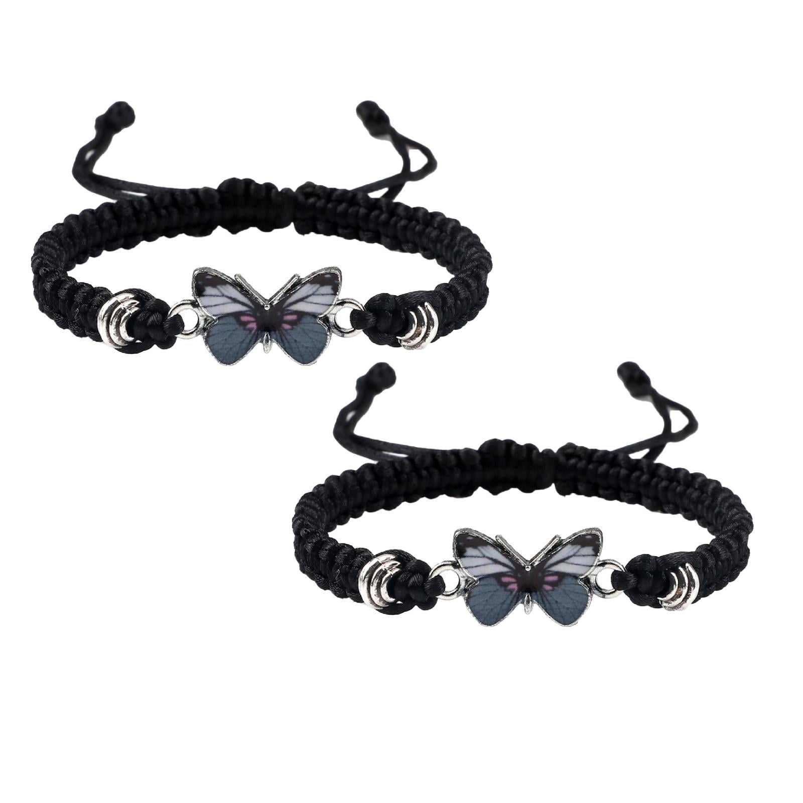 2PCS Bracelets Butterfly Bracelets for Teen Girls Adjustable String ...