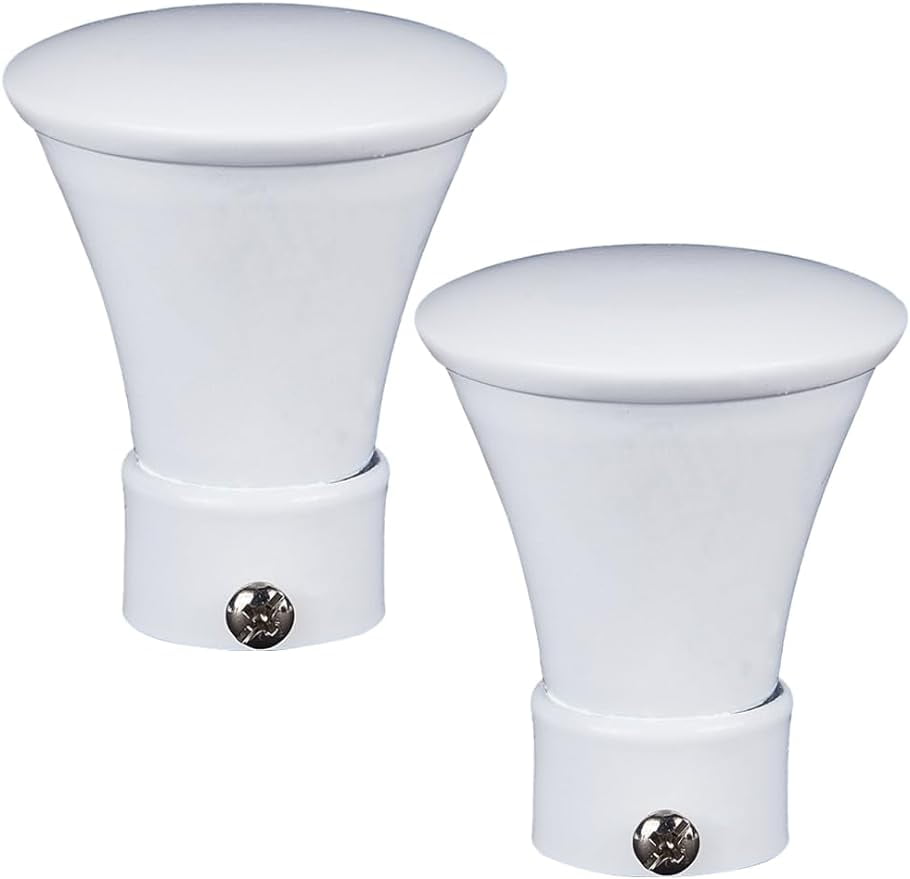 2PCS Brass Curtain Rod Covers White Trumpet Curtain Caps Ends ...