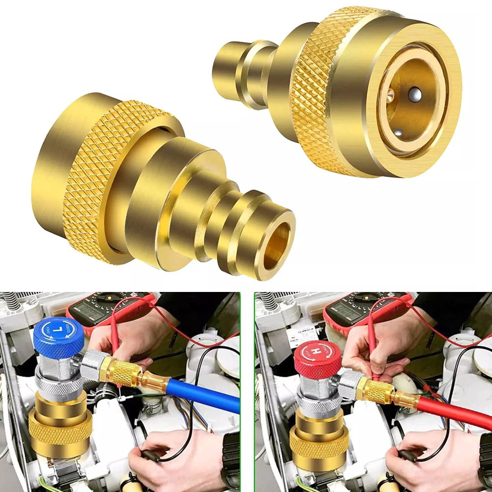 2PCS Brass for R134A to R1234YF Adjustable High Low Pressure Connector ...