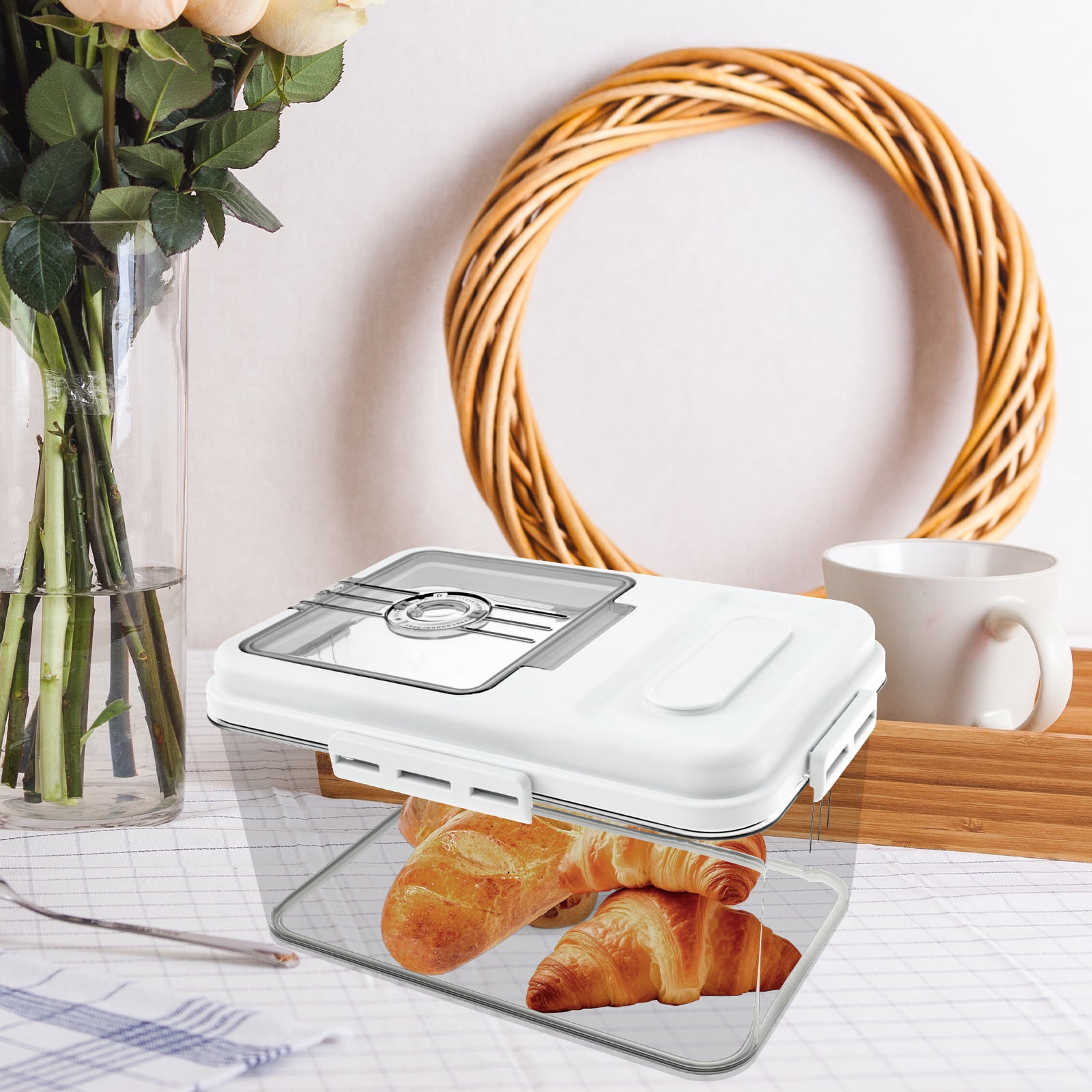 2PCS Bread Box Airtight Bread Storage Container Time Recording Bread ...