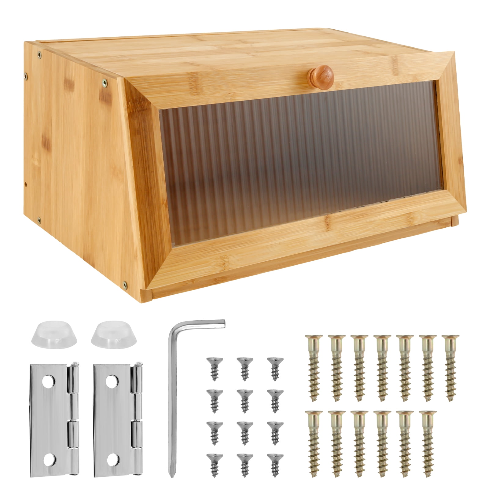 2PCS Bread Box Wood Bread Storage Container Large Capacity Bread Bin ...