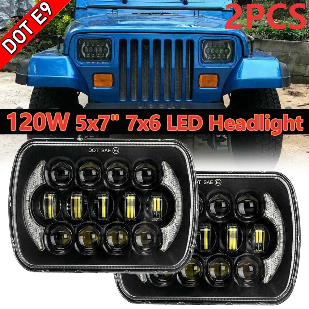 2PCS Brightest DOT 7x6" 5x7 Led Headlight High/Low DRL For Jeep ...