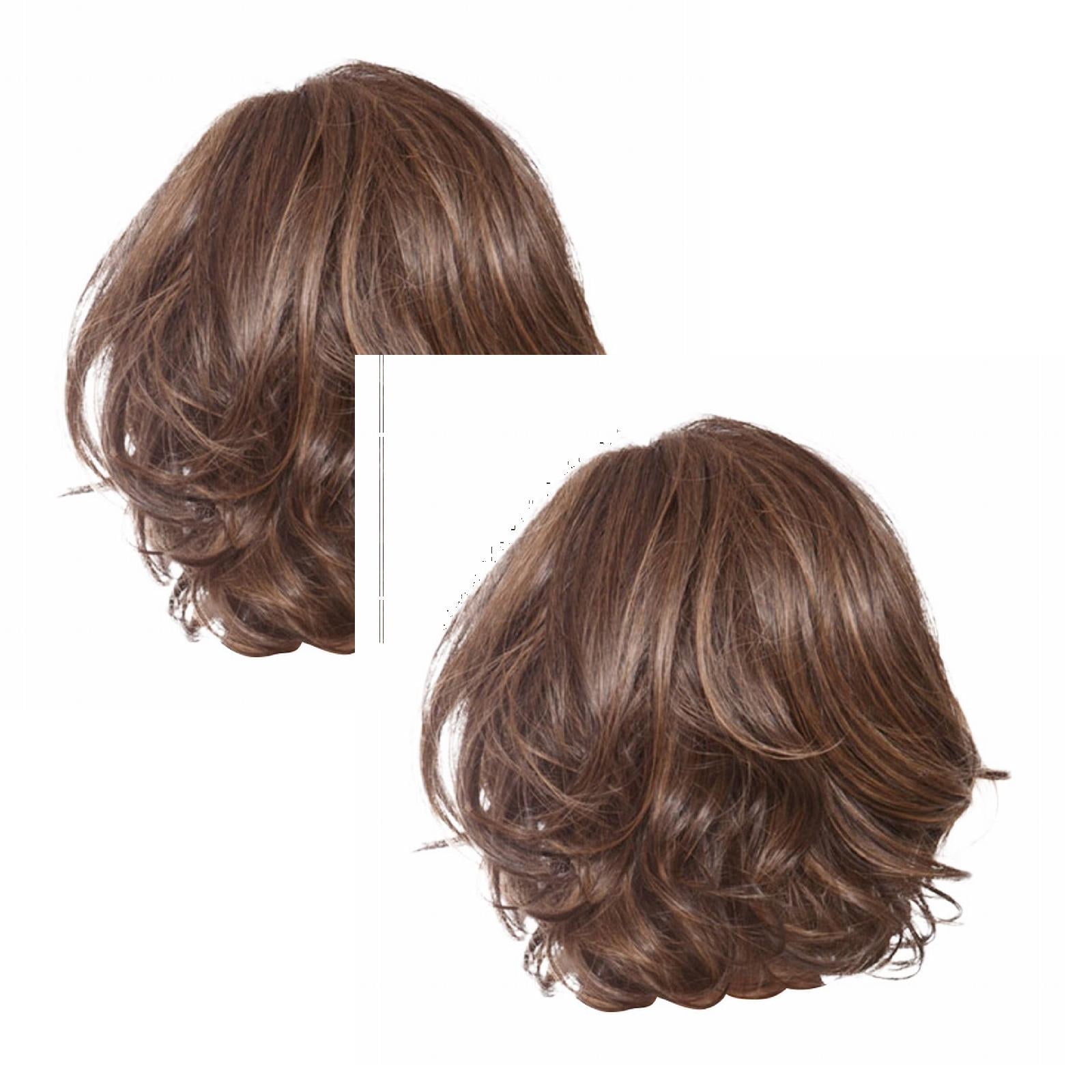 2PCS Brown Glueless Curly Wigs For Women, Women's Wig Small Curly Wavy ...
