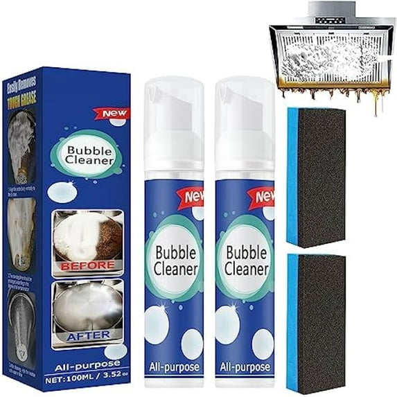 2PCS Bubble Cleaner, Foaming Heavy Oil Stain Cleaner, Stubborn Grease ...