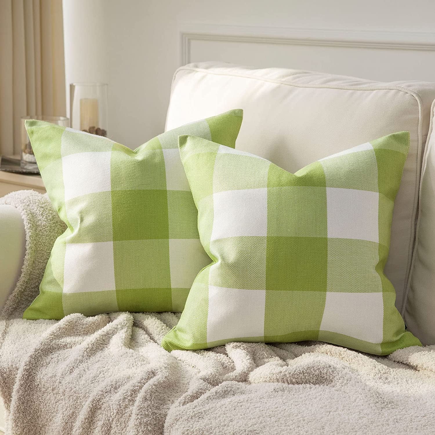 2PCS Buffalo Check Plaid Throw Pillow Covers Throw Pillows Farmhouse ...
