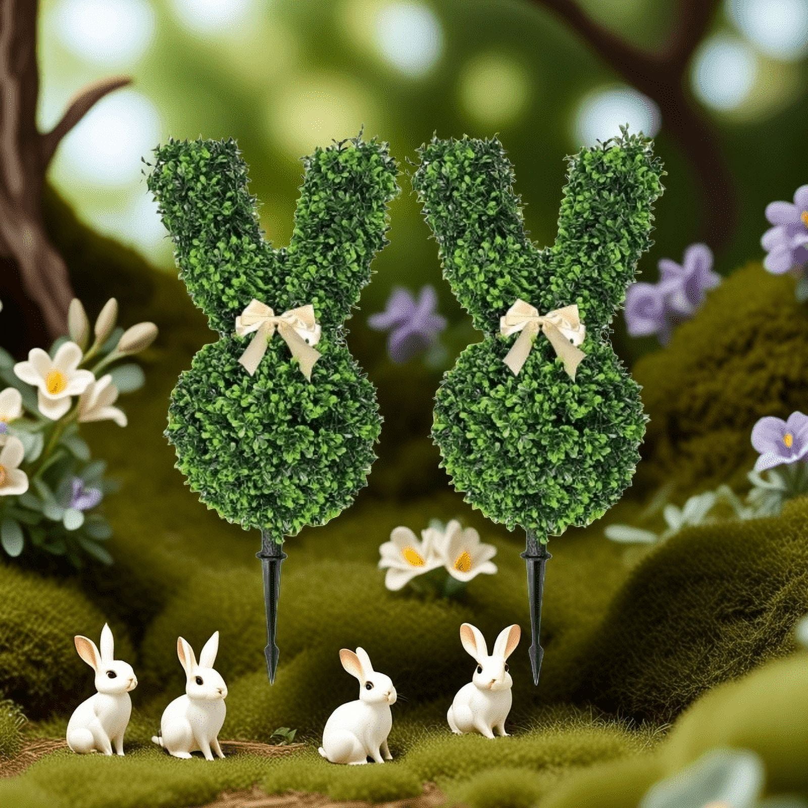 2PCS Bunny Topiary Outdoor - Rabbit Shaped Topiary Trees, Easter Rabbit ...