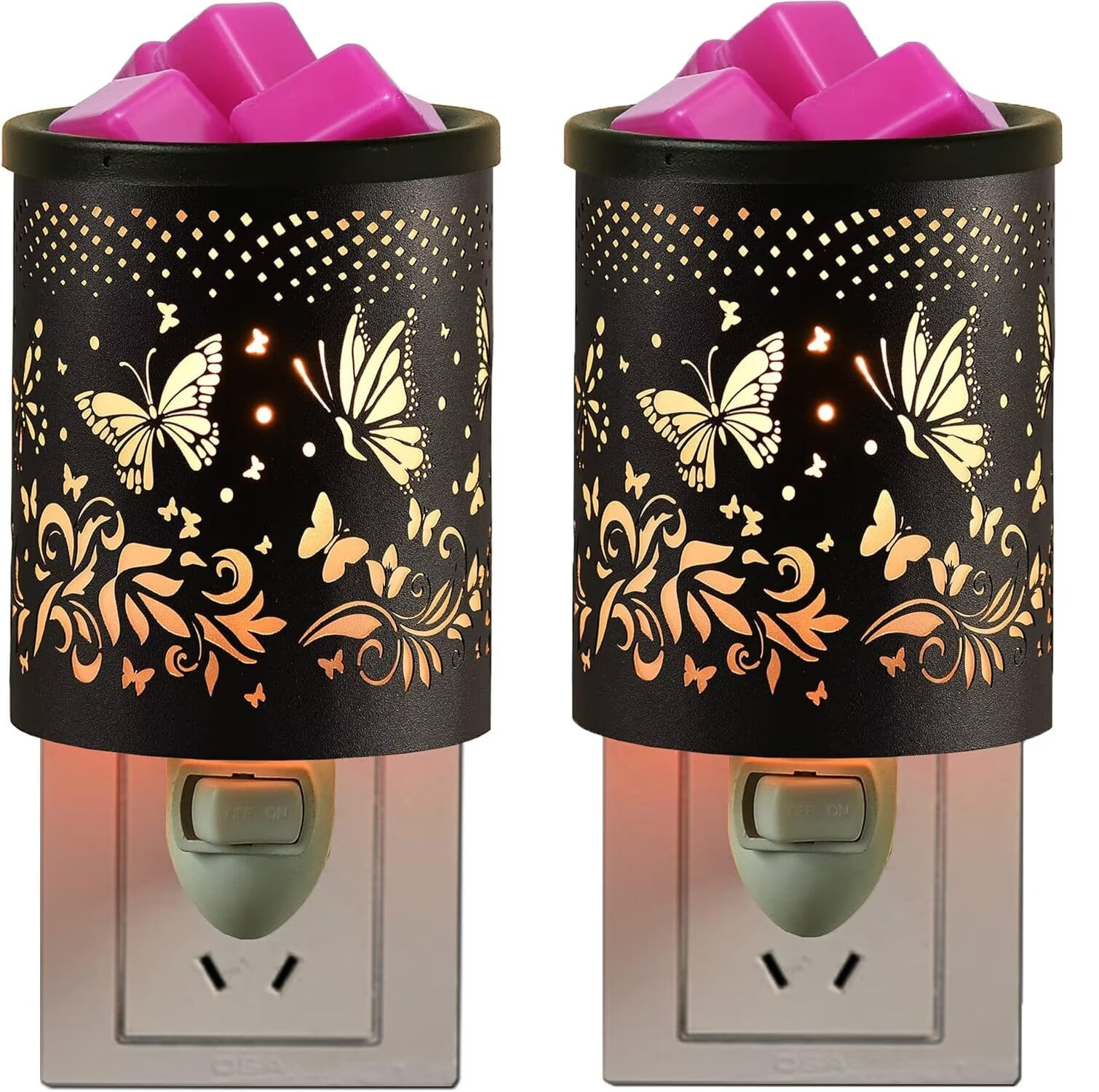 2PCS Butterfly Melting Wax Lamp，Night Lamp Decor Electric Candle Plug ...