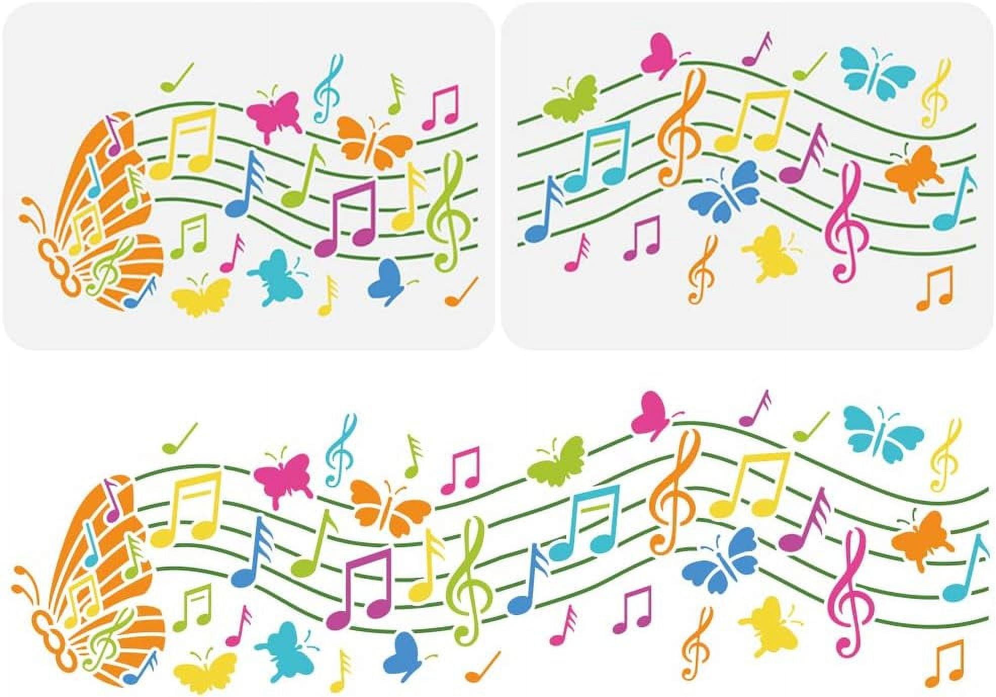 2PCS Butterfly Music Painting Stencil 8.3x11.7inch Sheet Music Drawing ...